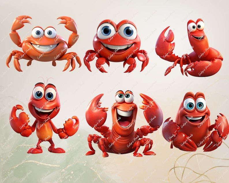 Crab Clipart Lobster PNG Sea Life Clipart Sea Creature PNG Under the ...