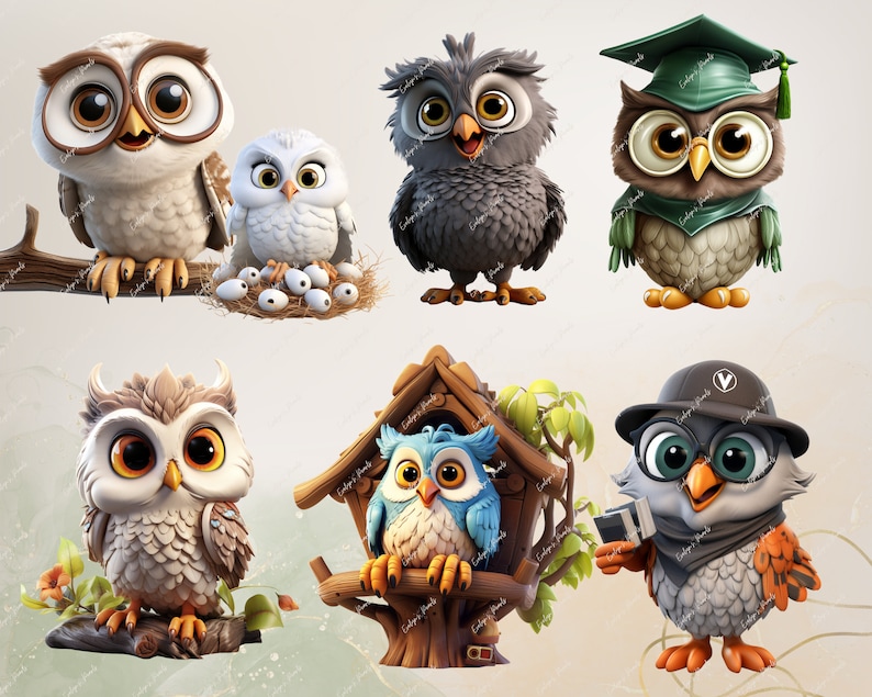 Owl Clipart Cute Owl Clipart Bird Clipart Forest Birds PNG Woodland ...