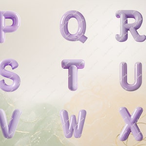 Lilac Bubble Letters Clipart 26 English Alphabet PNG Planner Clipart ...