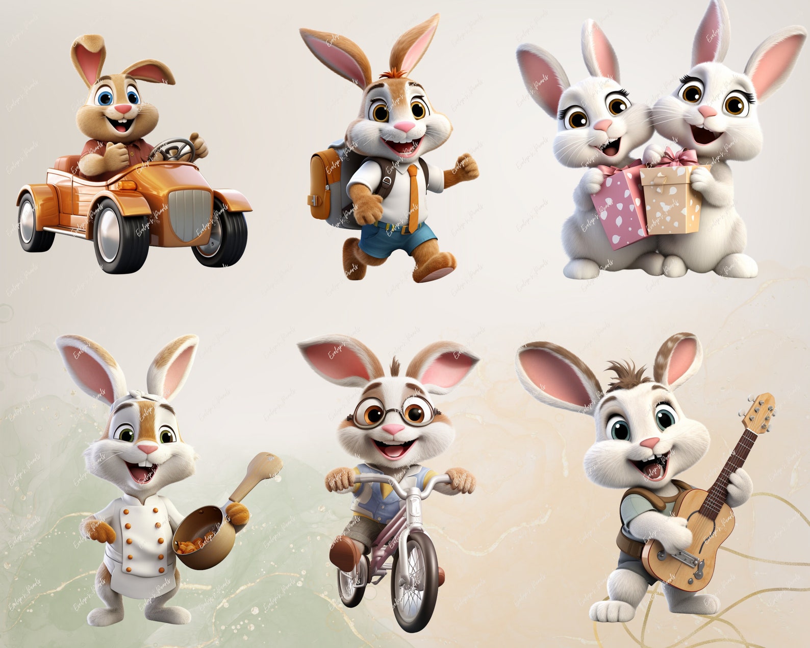 Rabbit Clipart Cute Rabbit PNG Cartoon Bunnies Clipart Woodland Animal ...