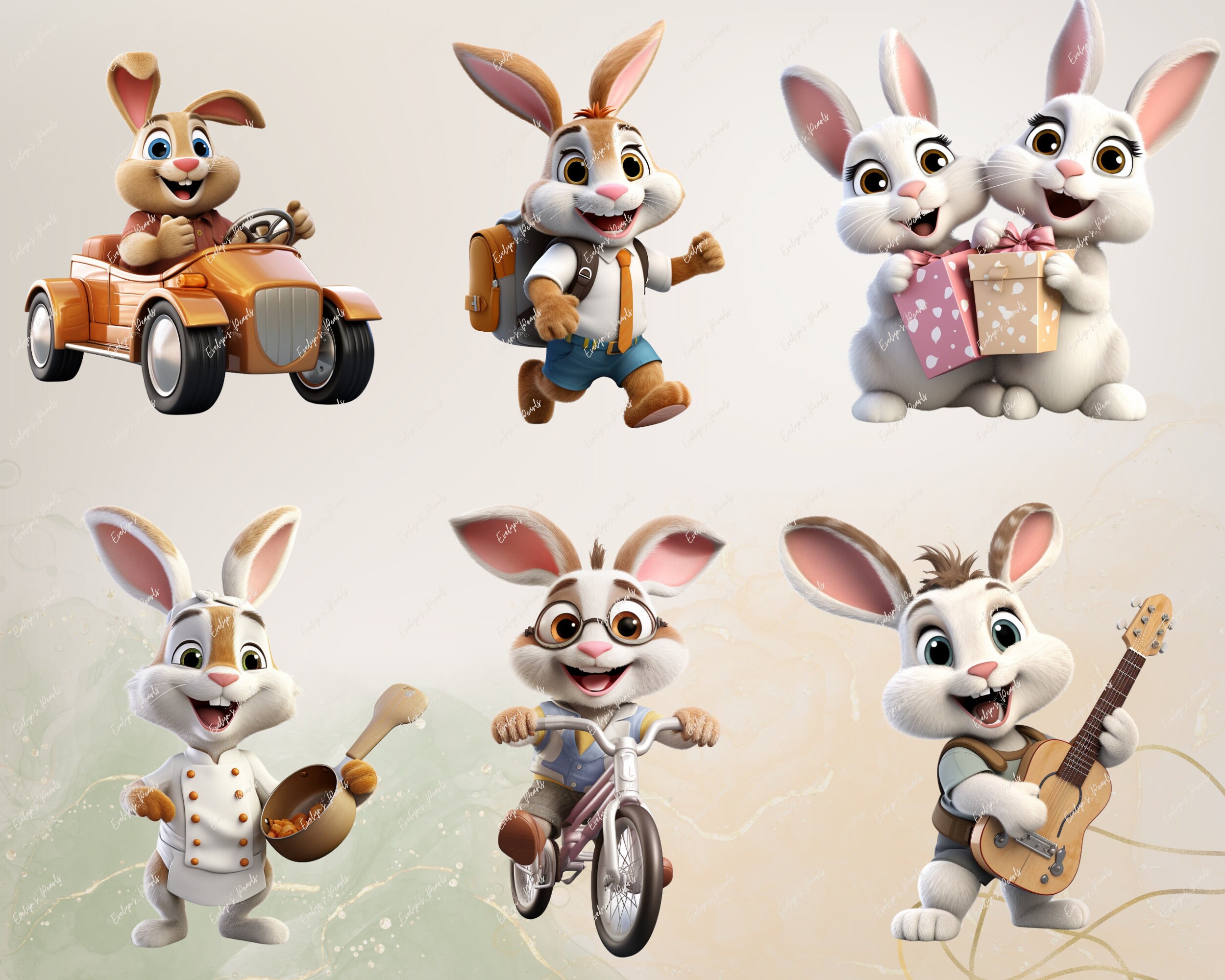 Rabbit Clipart Cute Rabbit PNG Cartoon Bunnies Clipart Woodland Animal ...