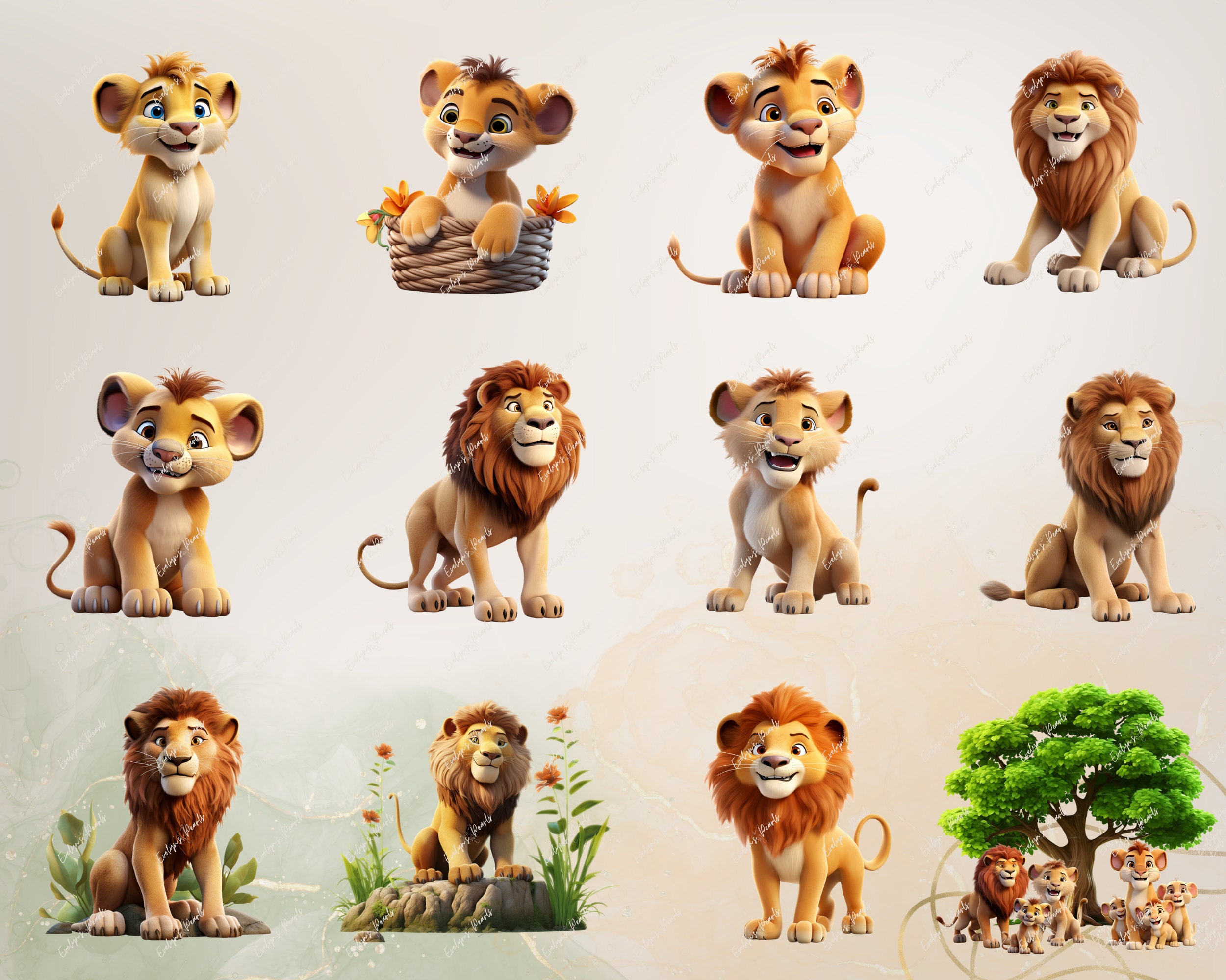 Lion Clipart Baby Lion PNG Safari Animal Clipart King of Jungle PNG ...
