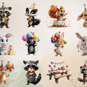 Woodland Birthday Clipart Woodland Animals PNG Cute Forest Animals ...