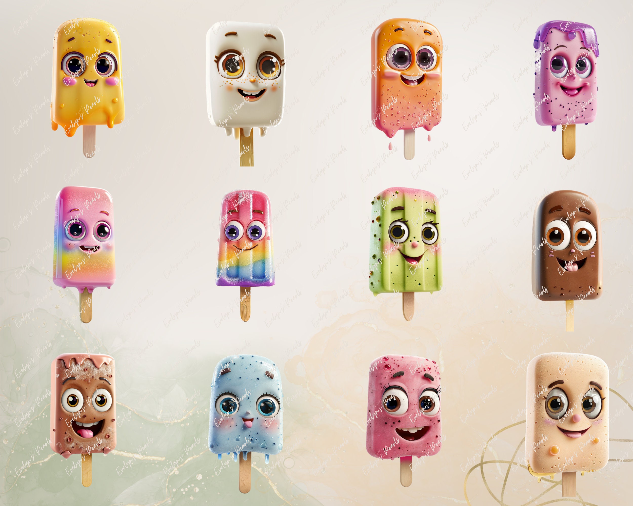 Ice Lollies Clipart Cute Ice Lollies PNG Cute Food Clipart Cute Cartoon ...