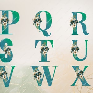 Letters Clipart Green Foil Letter PNG Green Floral Letters Clipart Card ...