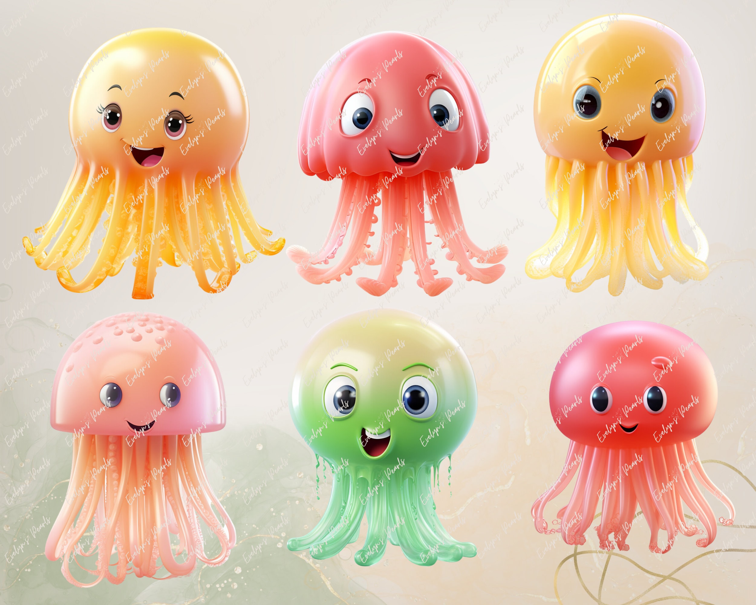 Jellyfish Clipart Sea Life PNG Sea Creature Clipart Under the Sea ...