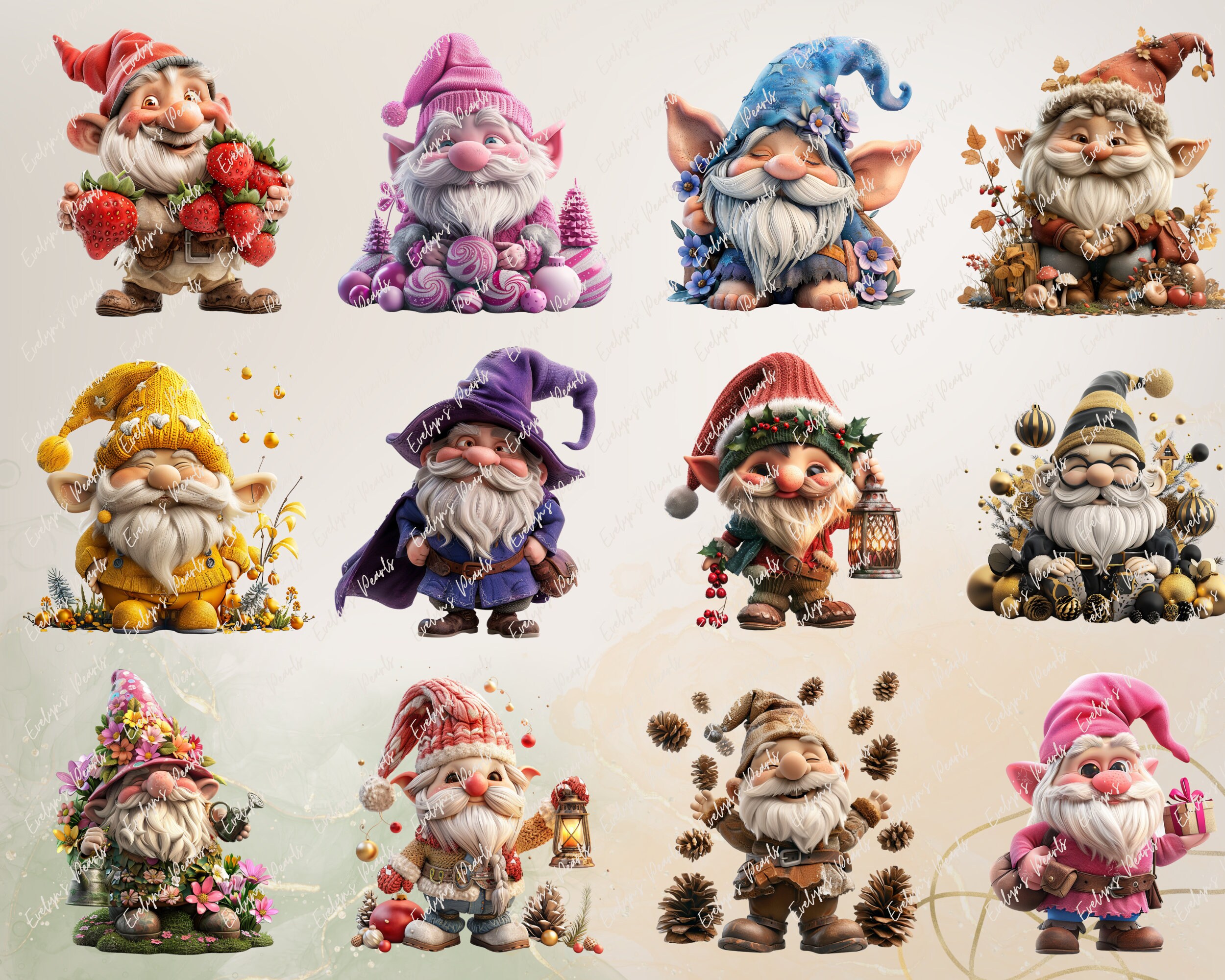 Gnome Clipart Cute Gnome PNG Magical Clipart Children's Party PNG Fairy ...