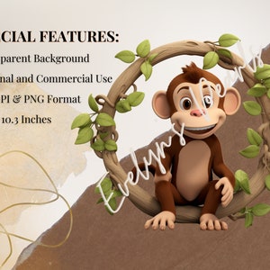 Monkey Clipart Cute Monkey PNG Safari Animal Clipart Jungle PNG Clipart ...
