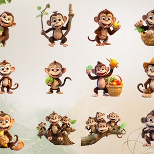 Monkey Clipart Cute Monkey PNG Safari Animal Clipart Jungle PNG Clipart ...