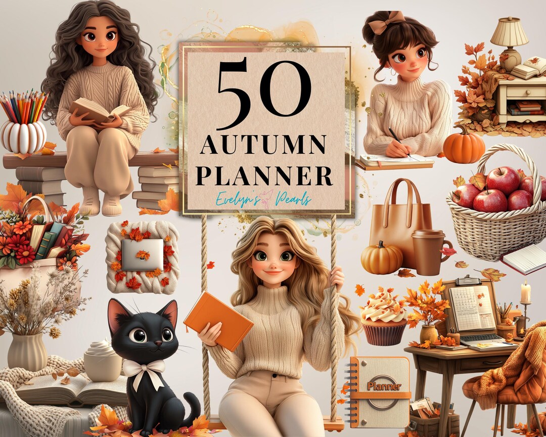 Planner Clipart Autumn Planner PNG Fall Journal Clipart Planner ...
