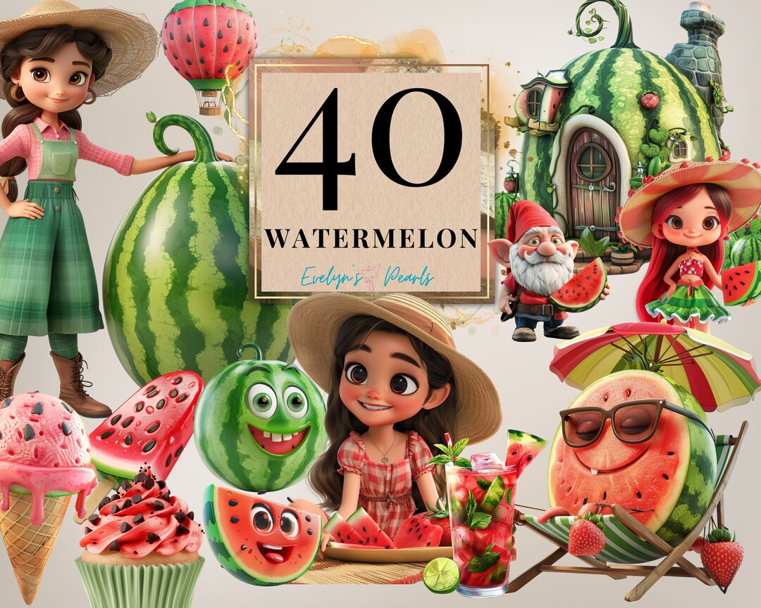 Watermelon Clipart Watermelon PNG Cute Fruit Clipart Summer Drink PNG ...