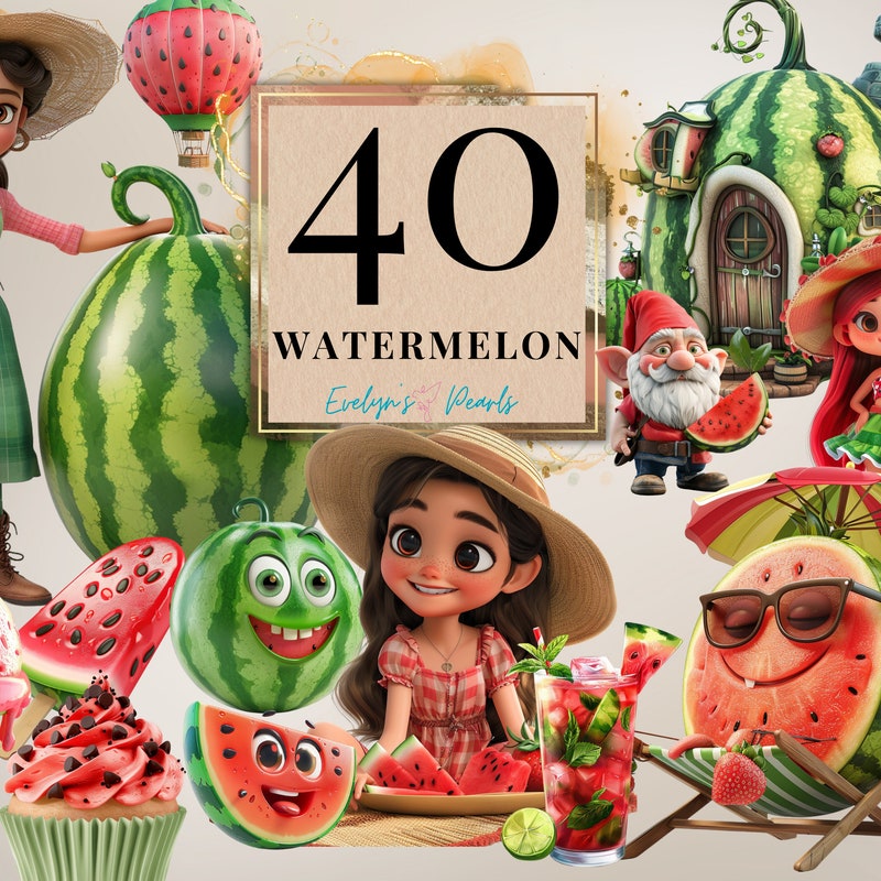 Watermelon Farm Clipart - Etsy UK