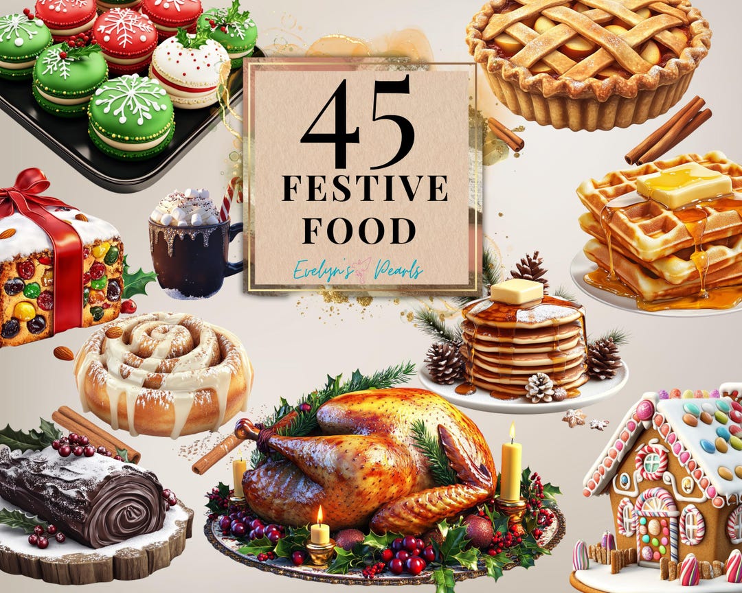 Food Clipart Festive Winter PNG Turkey Clipart Gingerbread Cookies PNG ...