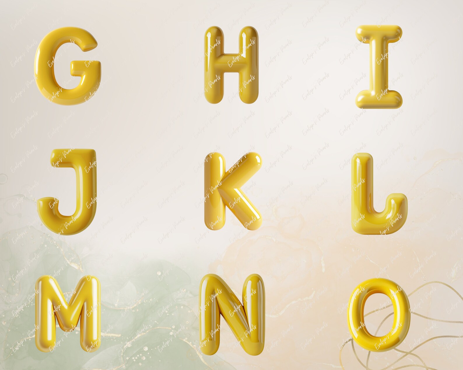 Letters Clipart 3D Yellow Bubble Letters PNG 26 English Alphabet ...