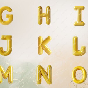 Letters Clipart 3D Yellow Bubble Letters PNG 26 English Alphabet ...