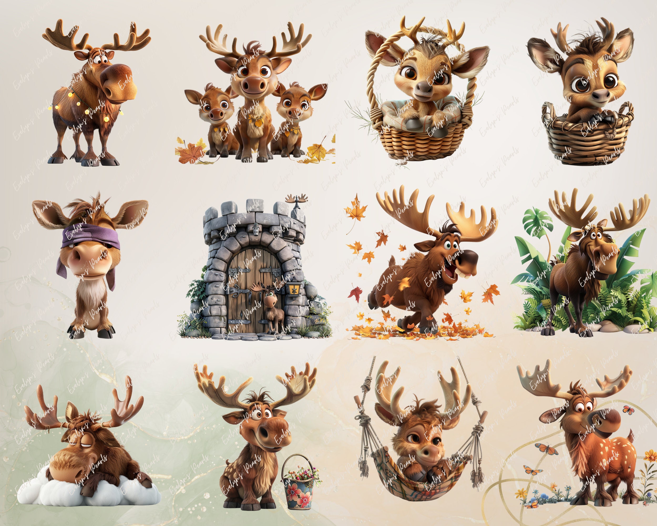Moose Clipart Cute Moose PNG Safari Animals Clipart Baby Animals ...