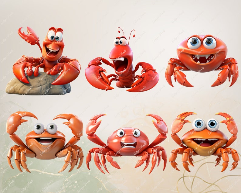 Crab Clipart Lobster PNG Sea Life Clipart Sea Creature PNG Under the ...