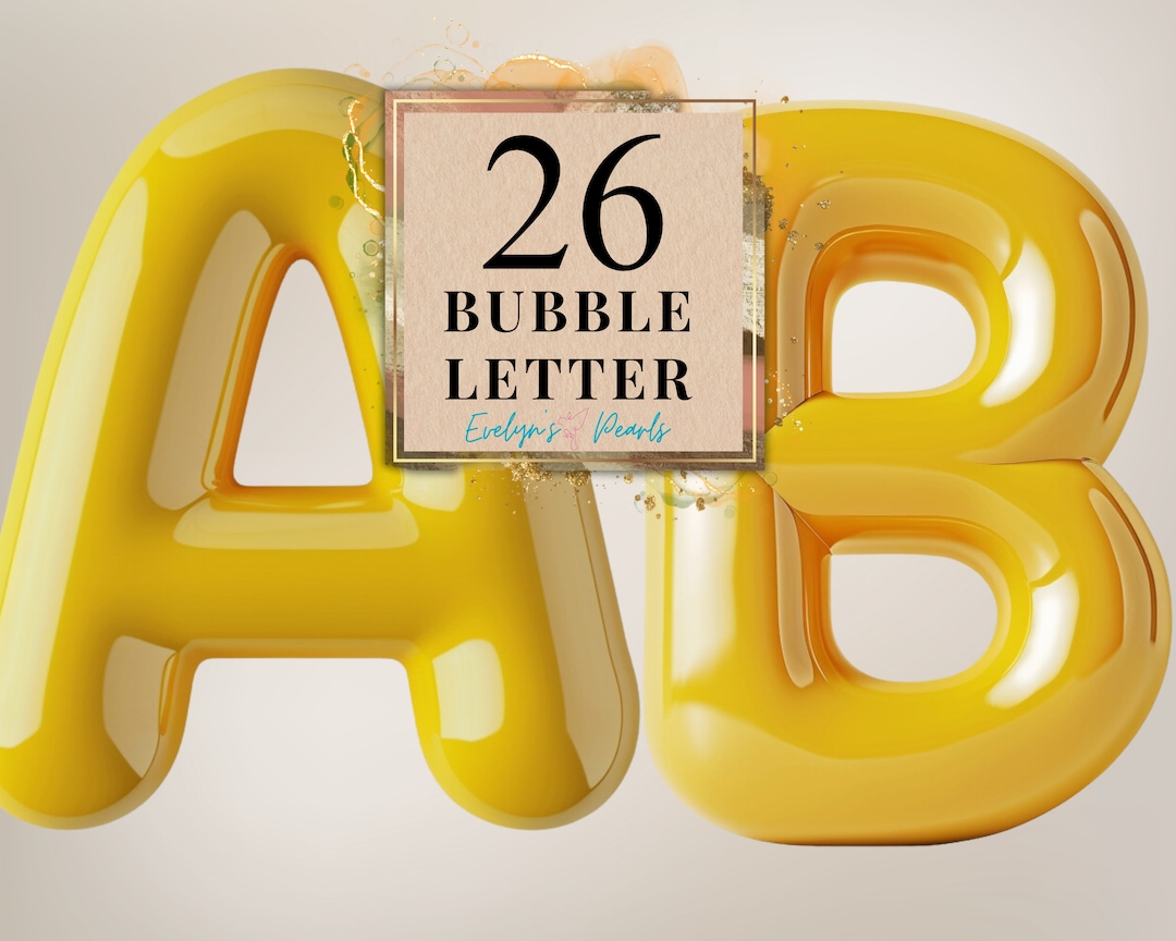 Letters Clipart 3D Yellow Bubble Letters PNG 26 English Alphabet ...