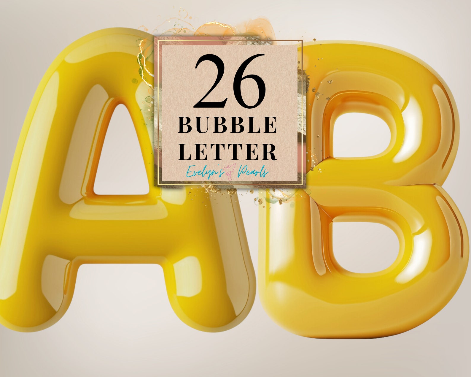 Letters Clipart 3D Yellow Bubble Letters PNG 26 English Alphabet ...