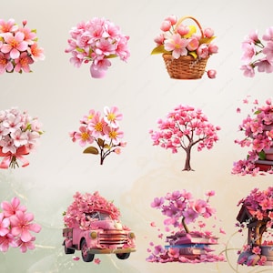 Flower Clipart Cherry Blossom PNG Spring Clipart Floral Clipart Floral ...