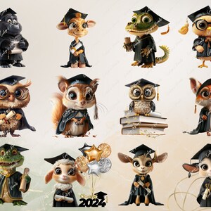 Graduation Clipart Animal Graduation PNG Grad Class of 2024 Decor ...