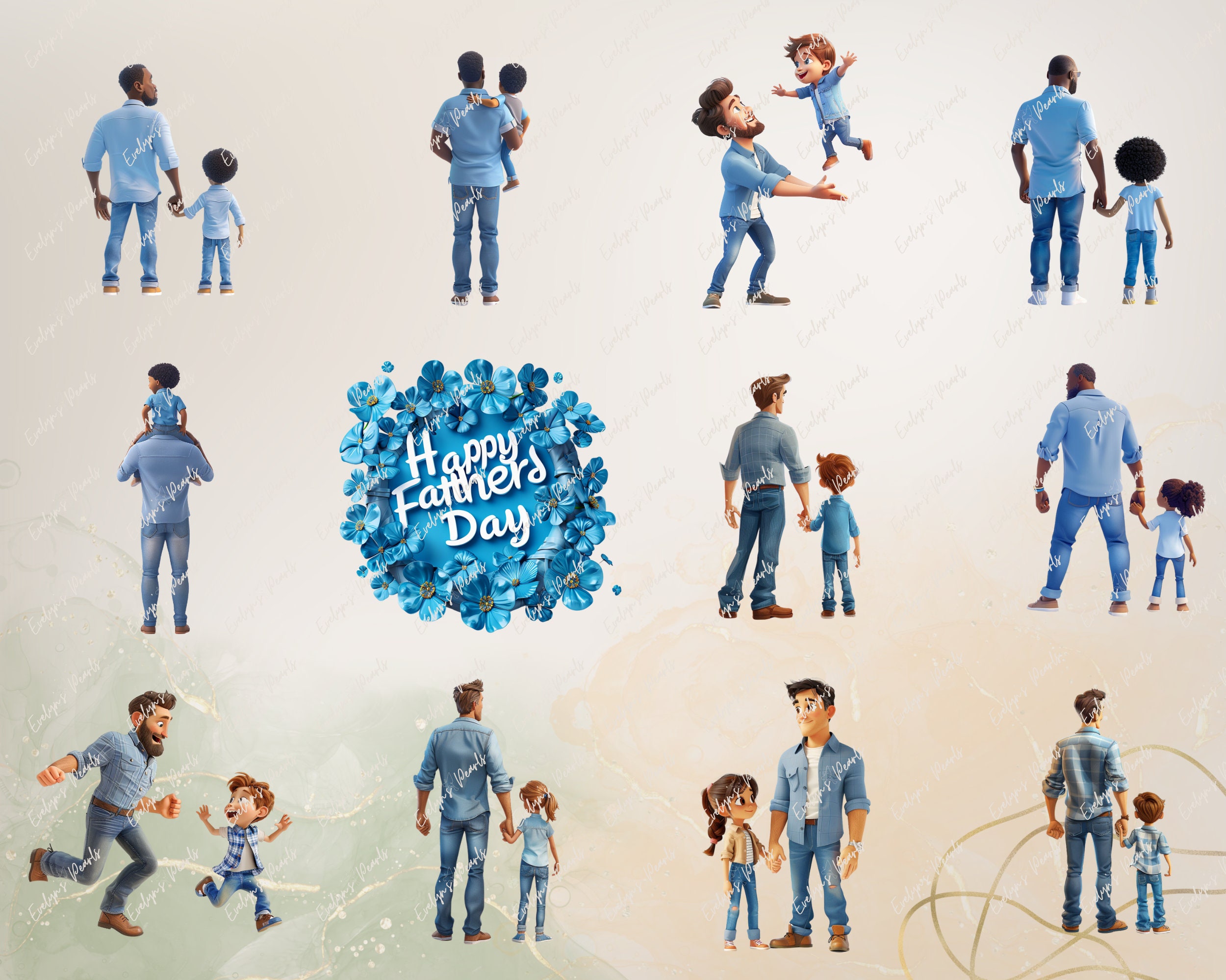 Father's Day Clipart Happy Fathers Day PNG Family Clipart Dad PNG Card ...