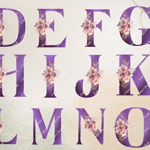 Letters Clipart Purple Foil Letter PNG Purple Floral Letters Clipart ...