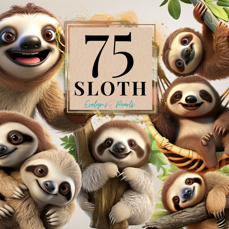 Sloth Cartoon Stickers - Etsy