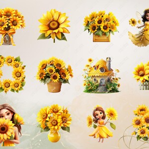 Sunflower Clipart Spring Flowers PNG Floral Fairy Land Clipart Garden ...
