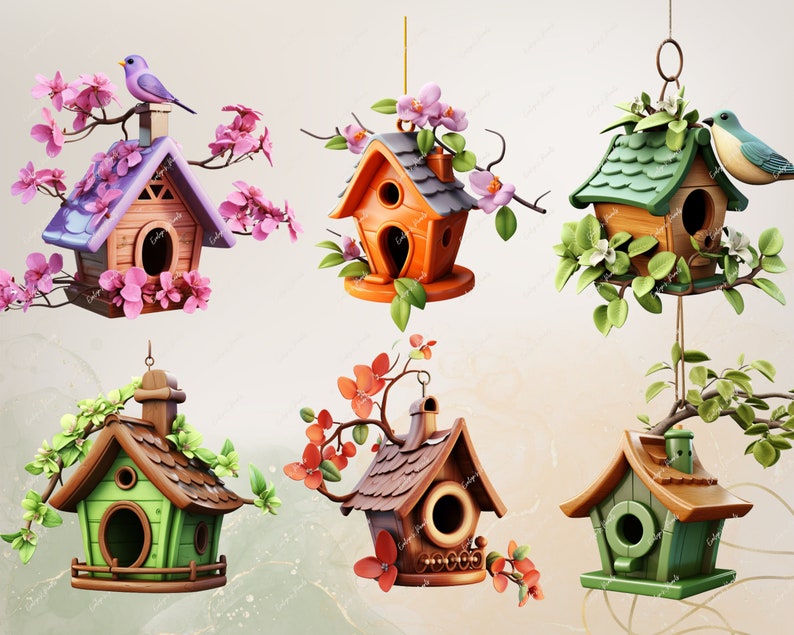 Bird House Clipart Floral Bird House Clipart Garden PNG Spring Clipart ...