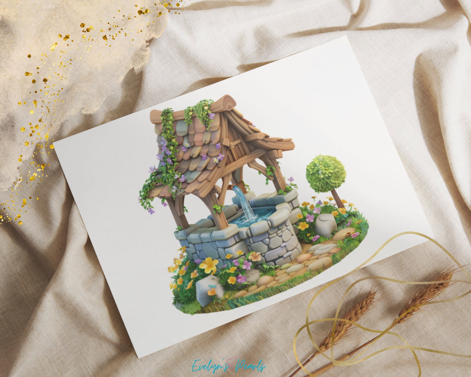Wishing Well Clipart Floral Wishing Well PNG Magical Well Clipart ...
