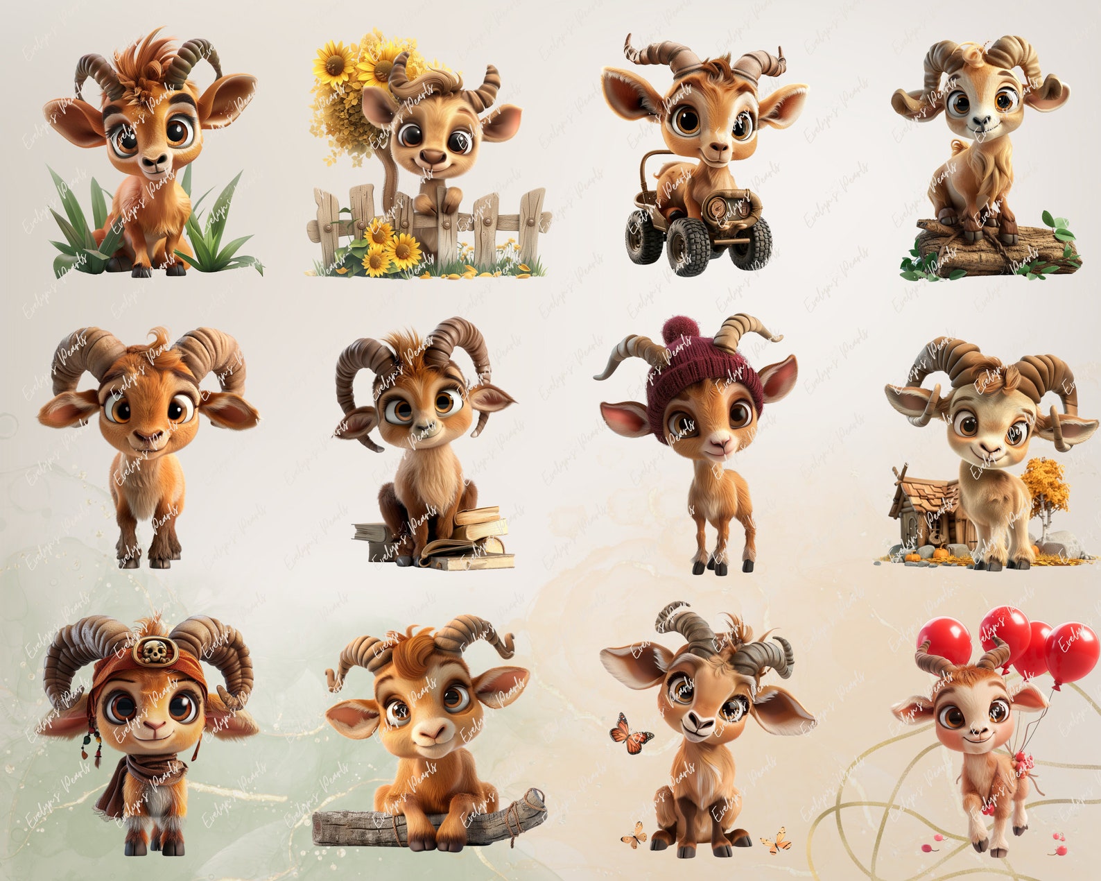 Mouflon Clipart Mouflon Cute Animal PNG Safari Animal Clipart Jungle ...