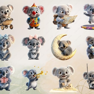 Koala Clipart Baby Koala PNG Baby Animals Clipart Nursery Wall Art PNG ...