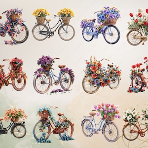 Bike Clipart Floral Bike PNG Vehicle Clipart Floral Cycle PNG Rose ...