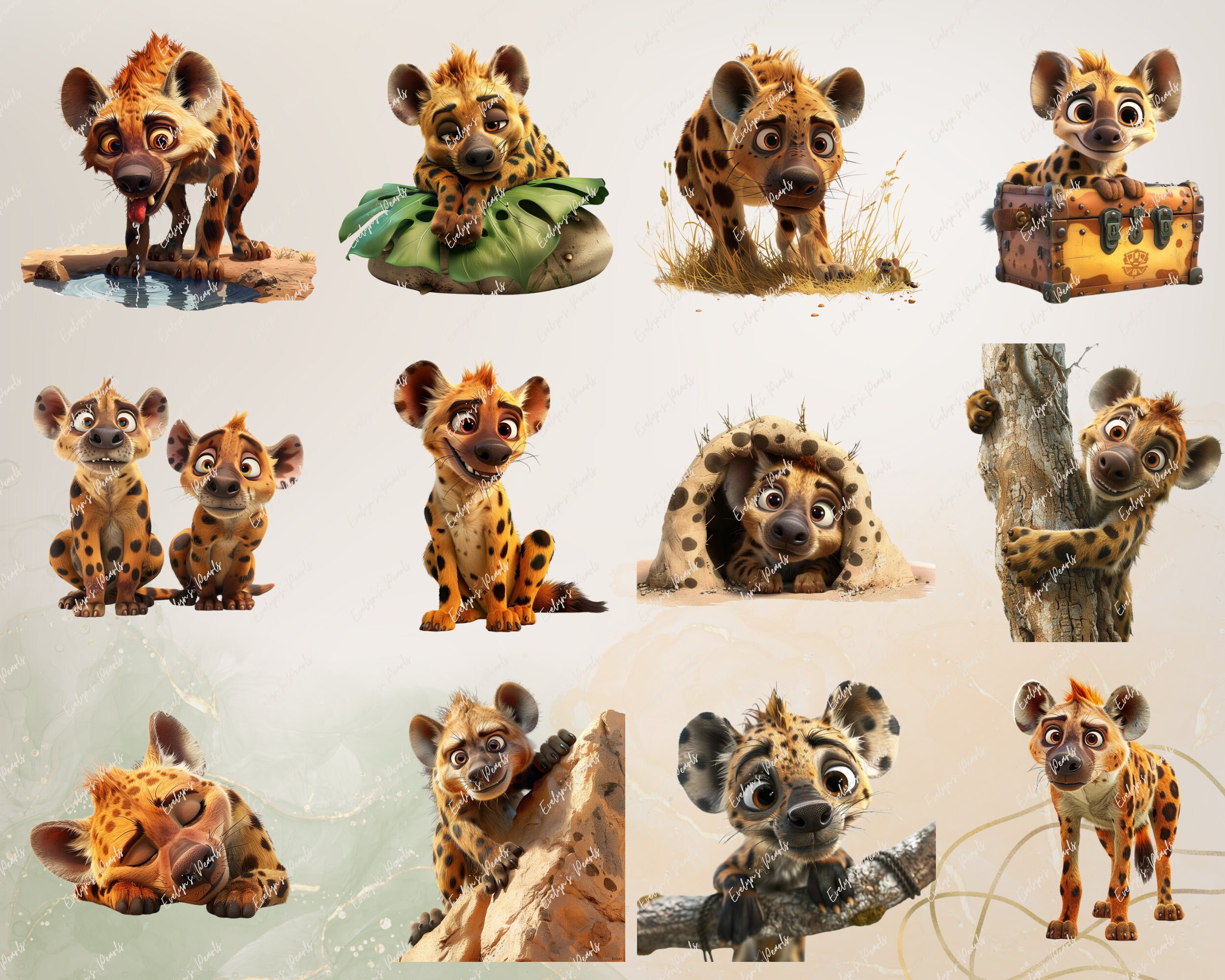 Hyena Clipart Cute Hyena PNG Safari Animal Clipart Jungle PNG Clipart ...
