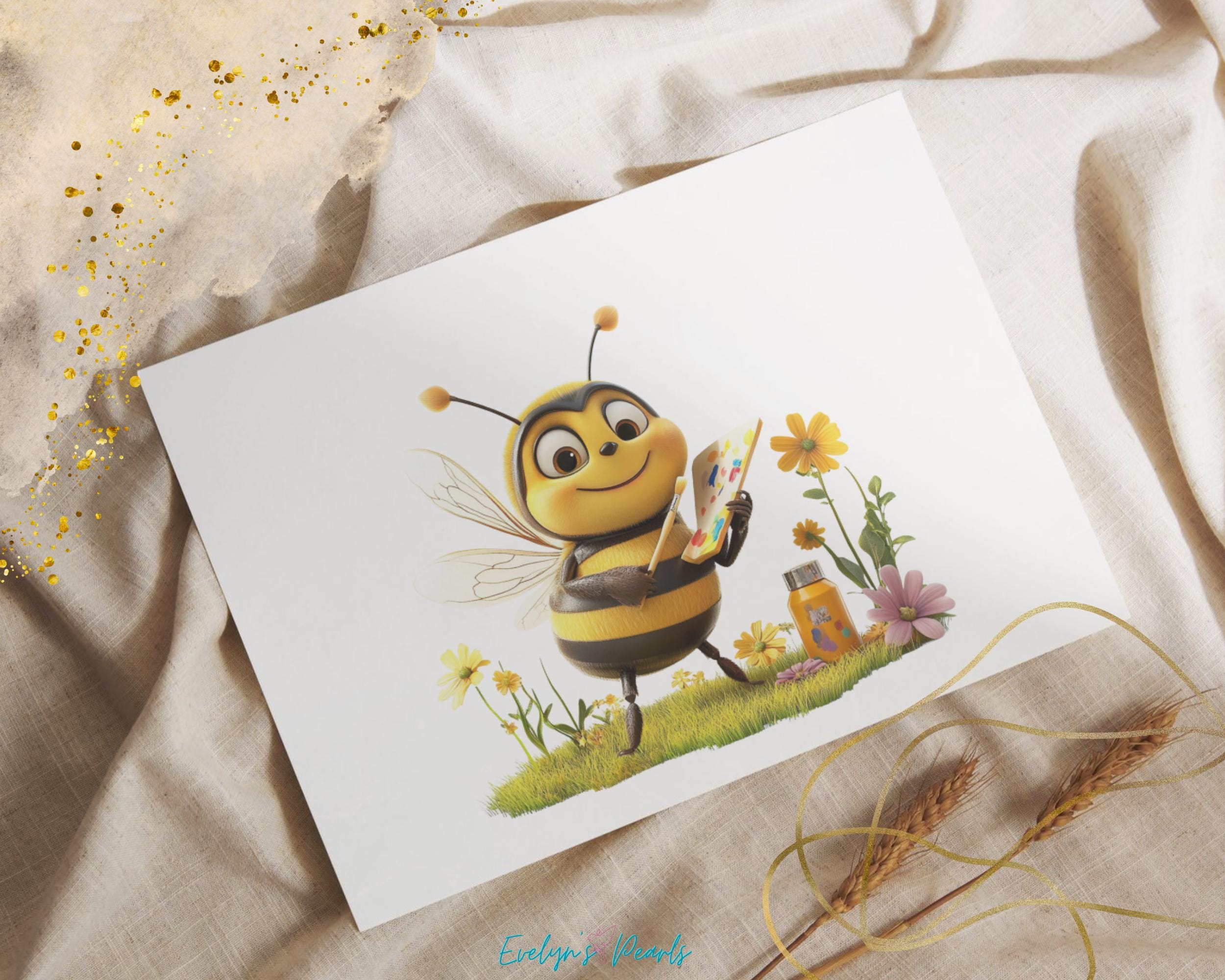 Bee Clipart Spring Bee PNG Cute Honey Bee PNG Insect Clipart Floral Bee ...