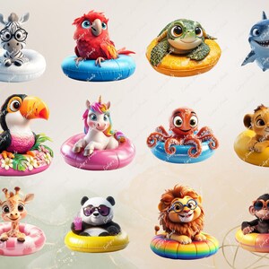 Animals in Pool Clipart Animal Pool Party PNG Summer Vibes Clipart Pool ...