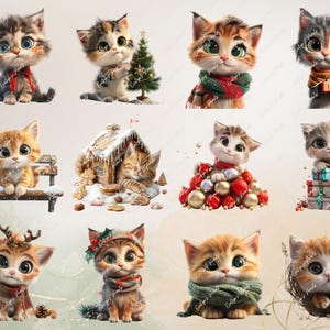 Winter Cat Clipart Festive Kitten PNG Cute Cat Clipart Animal PNG ...