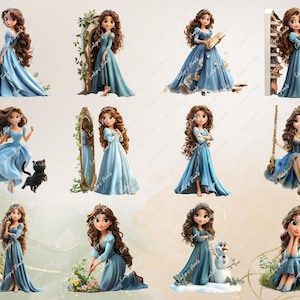 Princess Clipart Blue Princess PNG Fairy Tale Clipart Children Party ...
