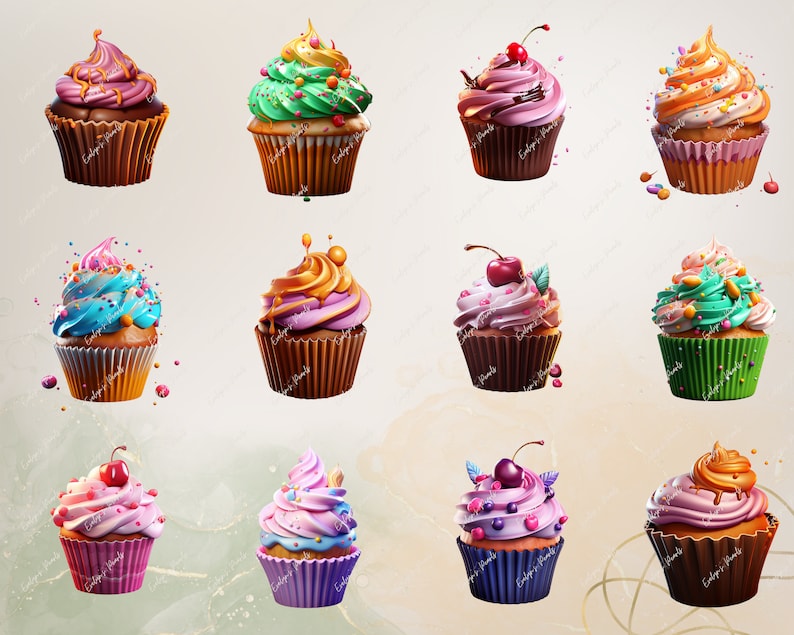 Cupcake Clipart Mix Cupcakes Clipart Cute Cupcake PNG Food Clipart ...