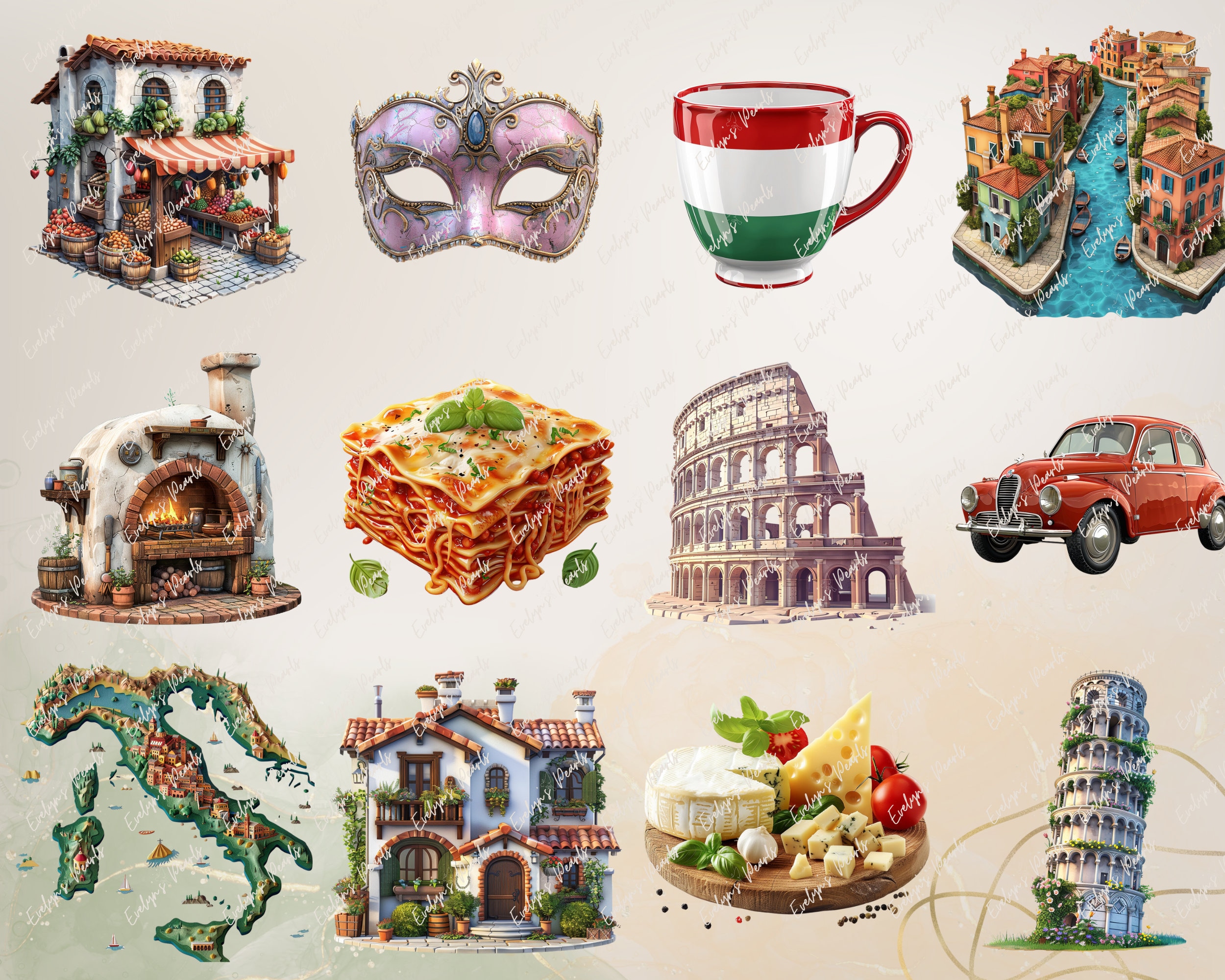 Italy Clipart Italian Landmark PNG Italian Vacation Travel Clipart ...
