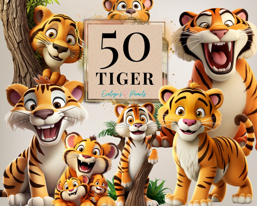 Tiger Clipart Cute Tiger PNG Animal Clipart Safari Animal PNG Cartoon ...
