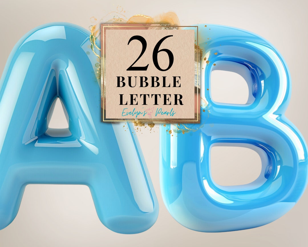 Blue Bubble Letters Clipart 26 English Alphabet PNG Planner Clipart ...