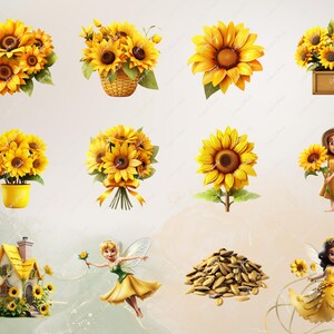Sunflower Clipart Spring Flowers PNG Floral Fairy Land Clipart Garden ...