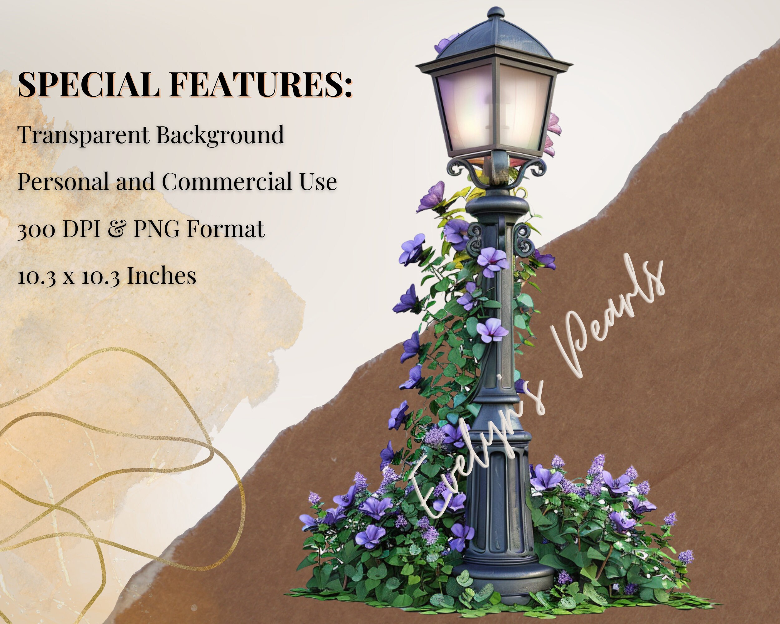 Lamp Post Clipart Floral Lamp Post PNG Spring Flower PNG Garden Clipart ...