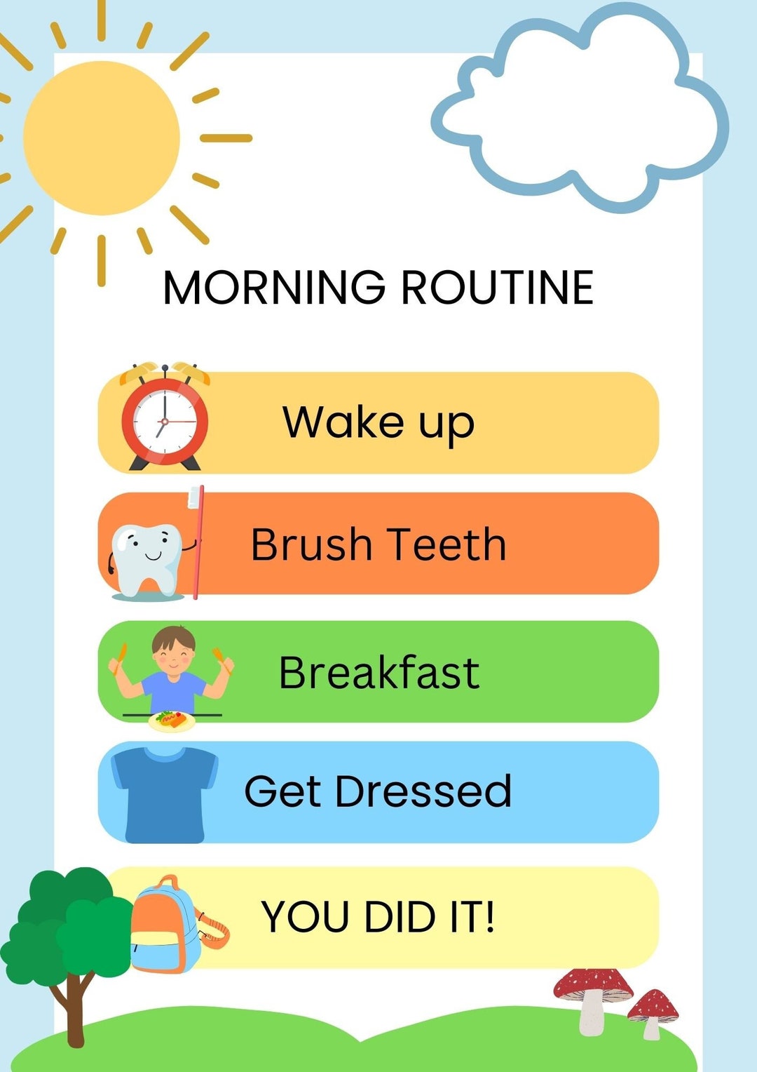 Morning Routine Chart for Toddlers Digital Download - Etsy