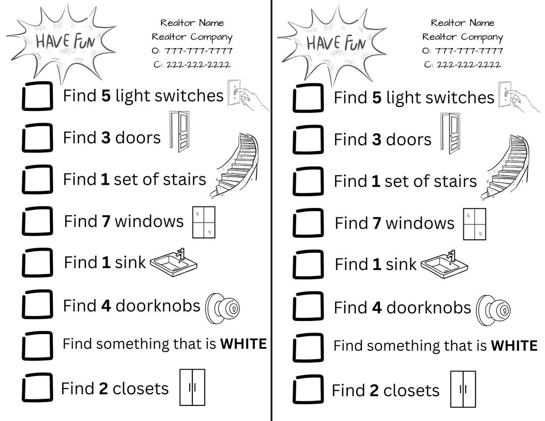 Scavenger Hunt for Open/vacant House Real Estate Agent Supplies ...
