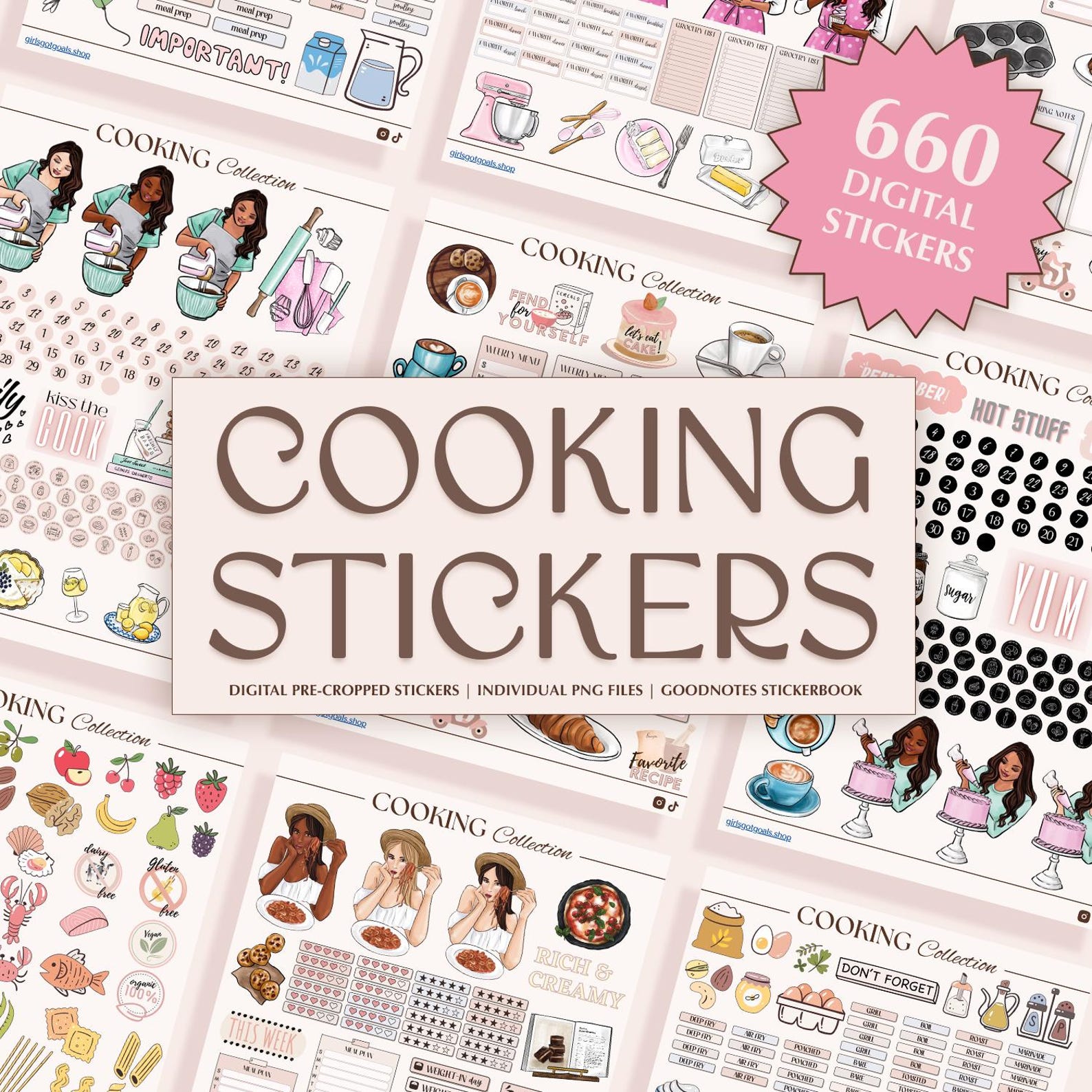 Digital Recipe Stickers: 650+ Food Prep Planner Stickers (goodnotes ...