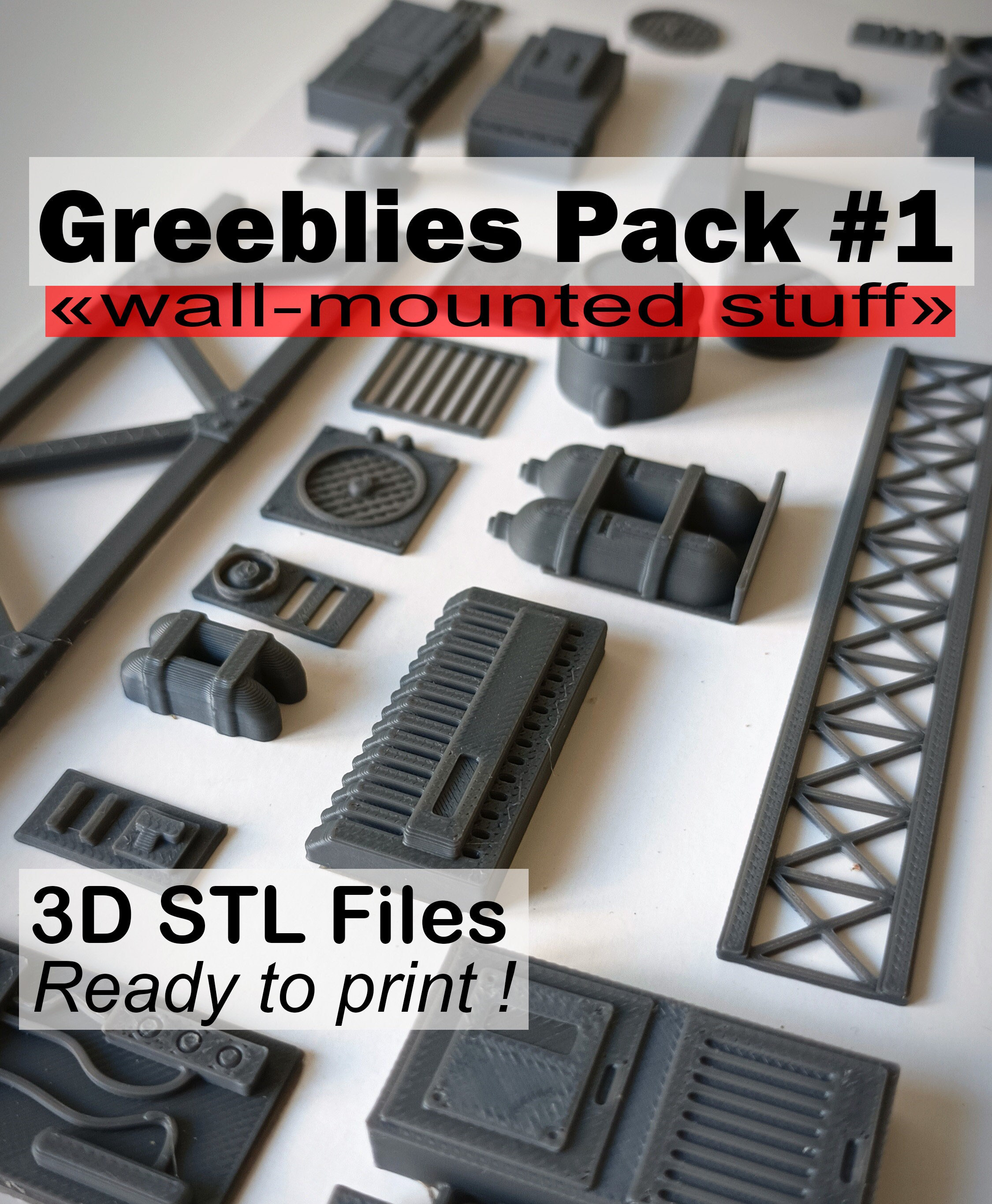Greeblies Pack 1 wall Mounted Stuff 3D STL - Etsy