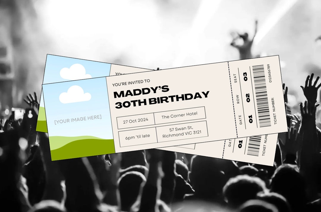 Concert Ticket Birthday Invitation: Editable Music Event Template ...